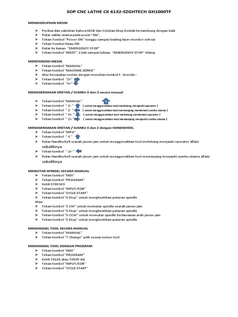 Sop Cnc Lathe Ck 6132 Szghtech Gh 1000 Tf Pdf Sop Cnc Lathe Ck 6132 Szghtech Gh 1000 Tf Pdf
