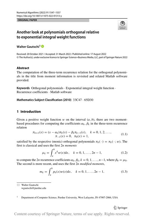 Another Look At Polynomials Orthogonal Relative To Exponential Integral