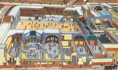 Cross Section Of The Baths At Pompeii By Marc Henniquiau Ancient Rome