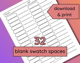 Blank Color Swatch Chart Printable Color Chart For Colored Pencils Markers Swatching Adult
