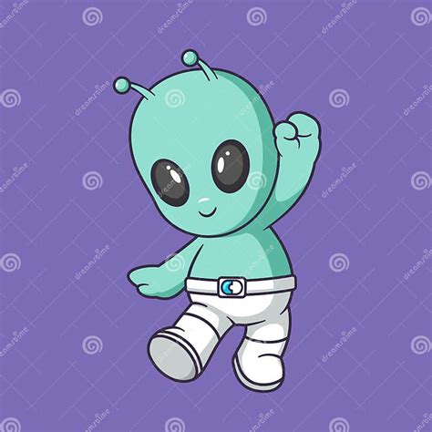 Cute Alien Dancing With Great Enthusiasm Cartoon Vector Icon Illustration Stock Vector