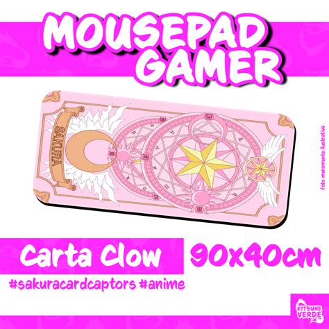 Mouse Pad Gamer Carta Clow Sakura Card Captors 90x40cm Shopee Brasil