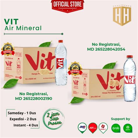 Jual Vit Botol Besar 1500 Ml Dan Vit Botol Tanggung 550 Ml Minuman Air Mineral Vit Per Dus