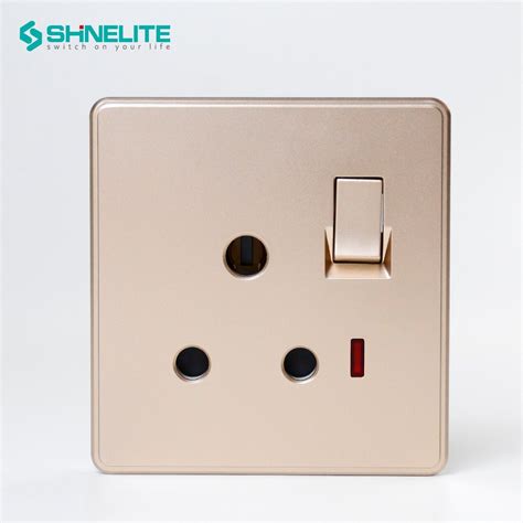 Shinelite Gold Color 13a Single Round Pin Universal Electrical Socket