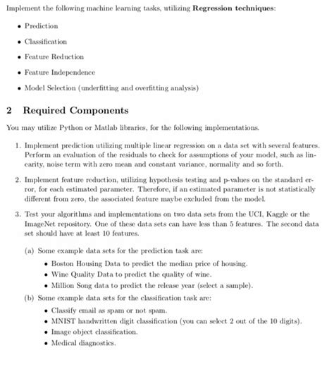 Solved Implement The Following Machine Learning Tasks