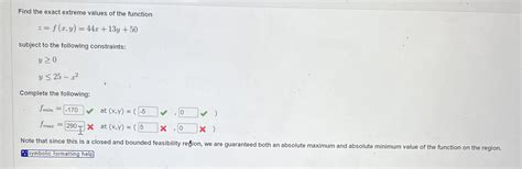 Solved Find the exact extreme values of the | Chegg.com