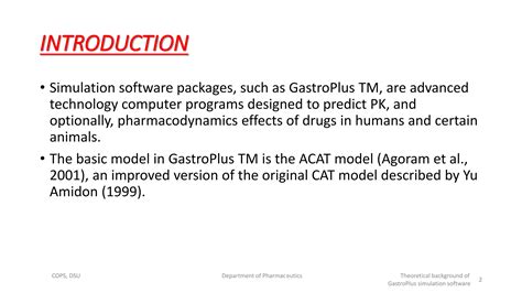theoretical background on gastroplus simulation software pptx