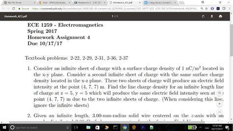 Ece 1259 Electrromagnetics Spring 2017 Homework Assignment 4 Due 10