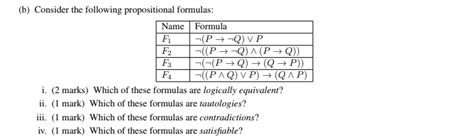 Solved B Consider The Following Propositional Formulas Chegg