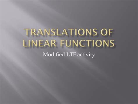 Ppt Translations Of Linear Functions Powerpoint Presentation Id3331373