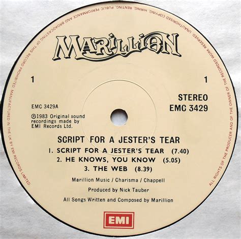 Marillion Script For A Jesters Tear 1983 El Holocausto De Pablo