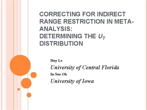 Correcting For Indirect Range Restriction In Metaanalysis Determining