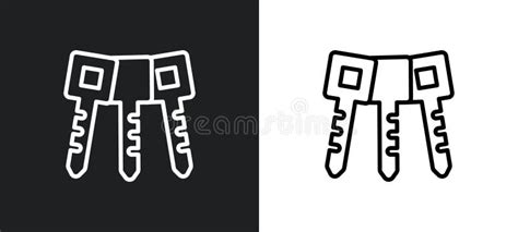 Key With Key Chain Outline Icon In White And Black Colors Key With Chain Flat Vector Icon From