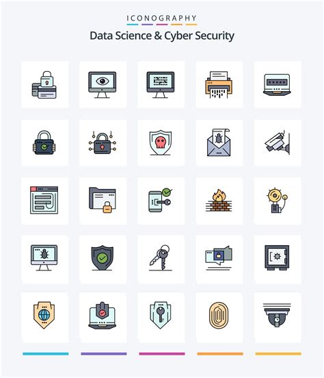 Creative Data Science And Cyber Security 25 Line Filled Icon Pack Such