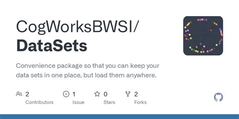 GitHub CogWorksBWSI DataSets Convenience Package So That You Can Keep Your Data Sets In One