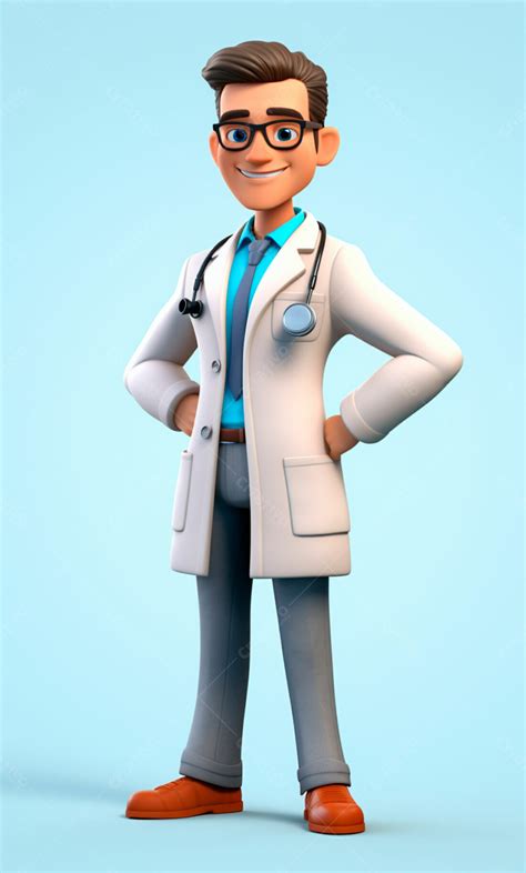 Médico Em Desenho Animado De Jaleco Modelo 3d [download] 25027 Criativo Dahora
