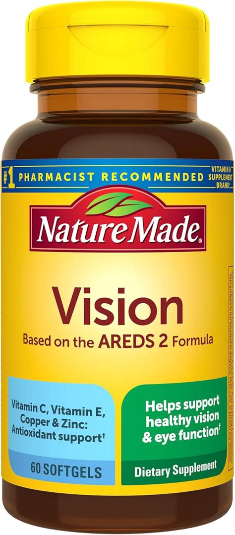Nature Made Visión Basado En La Fórmula Areds 2 Vitaminas Para Los Ojos Con Luteína Y