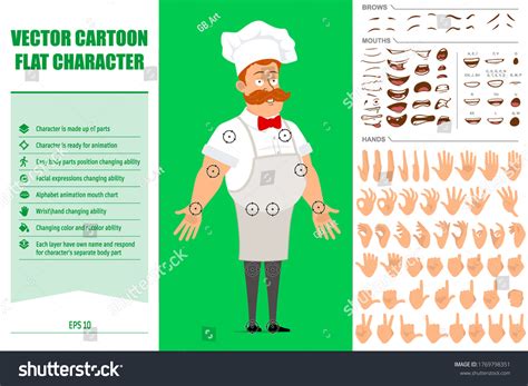 Vektor Stok Cartoon Flat Fat Chef Cook Man Tanpa Royalti 1769798351