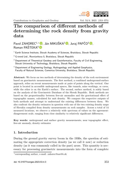Pdf The Comparison Of Different Methods Of Determining The Rock