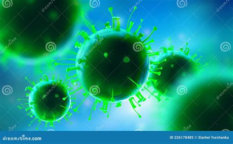 Virus Inside Organism Replication And Mutation Of Viruses Macro 3d Illustration Stock