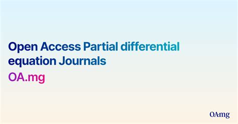 Open Access Partial Differential Equation Journals · Oa Mg