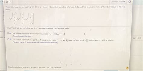[solved] e w 4 3 21 question help three vectors v1 v2 and v3 are