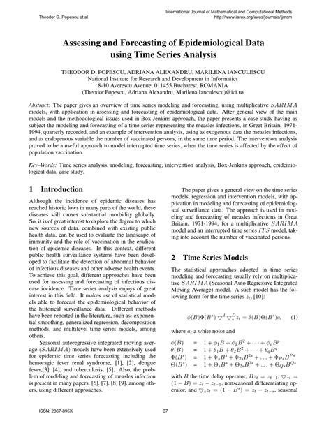 Pdf Assessing And Forecasting Of Epidemiological Data Using Time