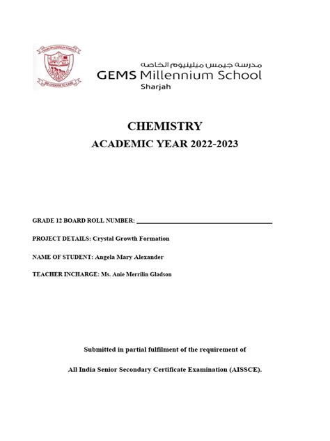 Sample Project Pdf Crystallization Crystal