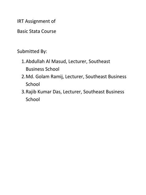 basic stata assignment pdf statistical hypothesis testing