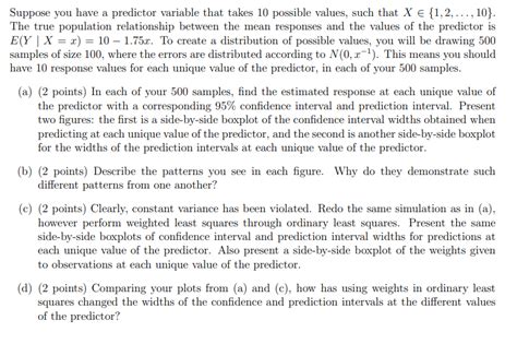 Suppose You Have A Predictor Variable That Takes Chegg