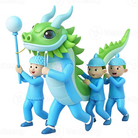 Cute Cartoon Dragon Dance Performance 52556686 Png