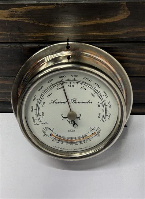 Vintage Wall Design Round Ship Utsuki Keiki Aneroid Barometer