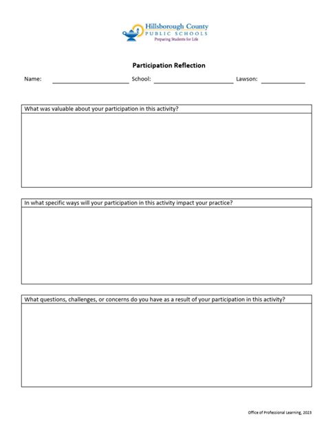 Participation Reflection For Educators Pdf
