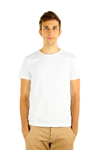 Camiseta En Joven Aislado Blanco Foto Premium