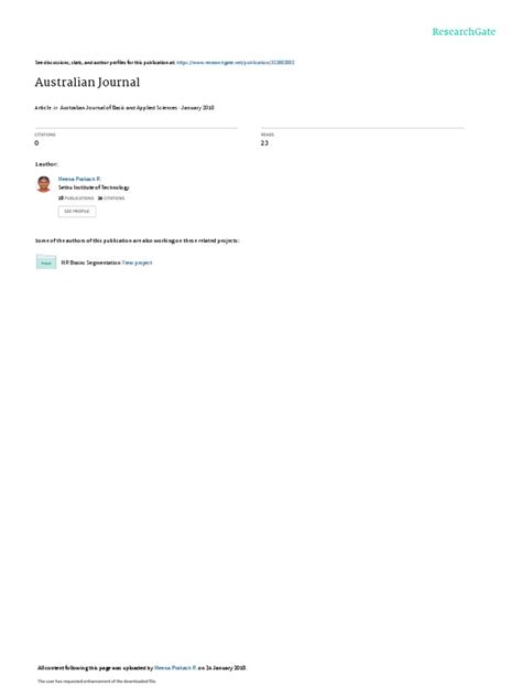 Australian Journal Australian Journal Of Basic And Applied Sciences January 2018 Pdf Image