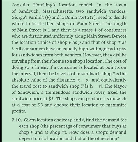 Solved Consider Hotellings Location Model In The Townof