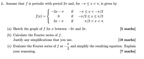 Solved Assume That F Is Periodic With Period 2π And For
