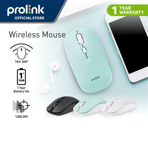 Prolink Wireless Optical Mouse 1600dpi On Off Switch Battery Included For Pc Laptop Pmw6007