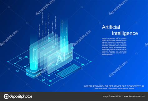 Artificial Intelligence Digital Technology Flat Isometric Vector Concept Illustration Stock