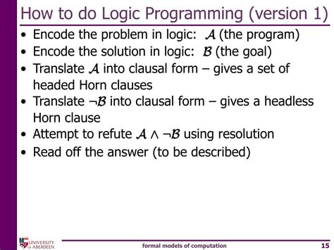 Ppt Formal Models Of Computation Part Ii The Logic Model Powerpoint