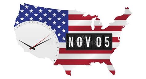 Election Day In The Usa Map Counter And Clock American Elections