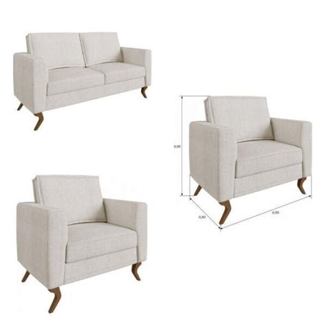 Conjunto De Sofá 2 Lugares E 2 Poltronas Caprice Casa De Pedra Estofados Cru Leroy Merlin