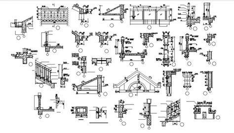House Staircases Section And Constructive Structure Details Dwg File