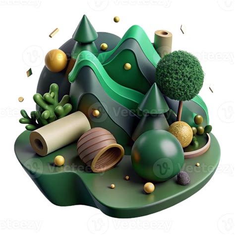 Stunning Vintage Deforestation Concept Dark Green Hues Cutout Original