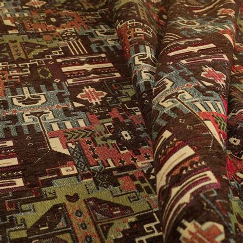 Zoque Kilim Tribal Theme Patchwork Intricate Pattern Brown Colour