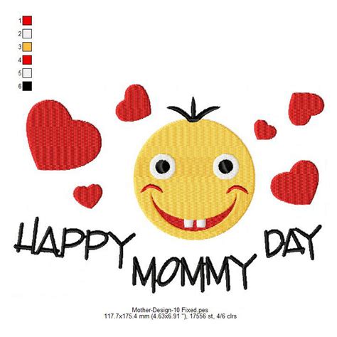 Happy Mommy Day Mothers Day Machine Embroidery Digitized Design Files