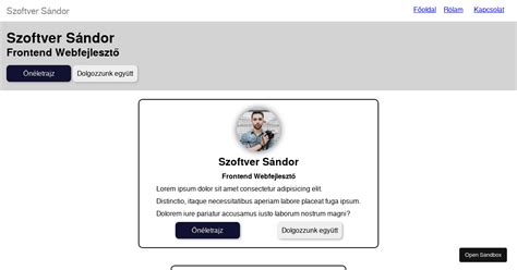 Példa feladat Szoftver Sándor Frontend Webfejlesztő Codesandbox