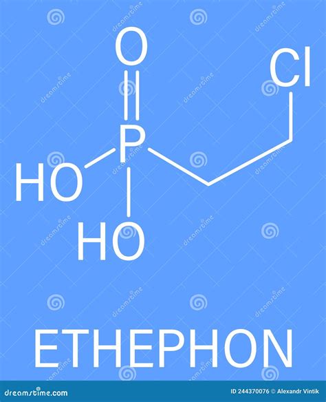 Ethephon Molecule Skeletal Formula Cartoon Vector