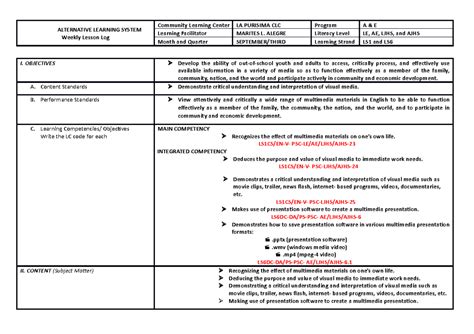 Ls1 Ls6 Wll Implementers Guide For Quarter Lesson Alternative