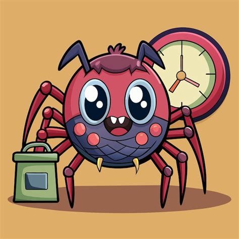 Premium Vector A Spider With A Clock On His Face And A Clock On The Top